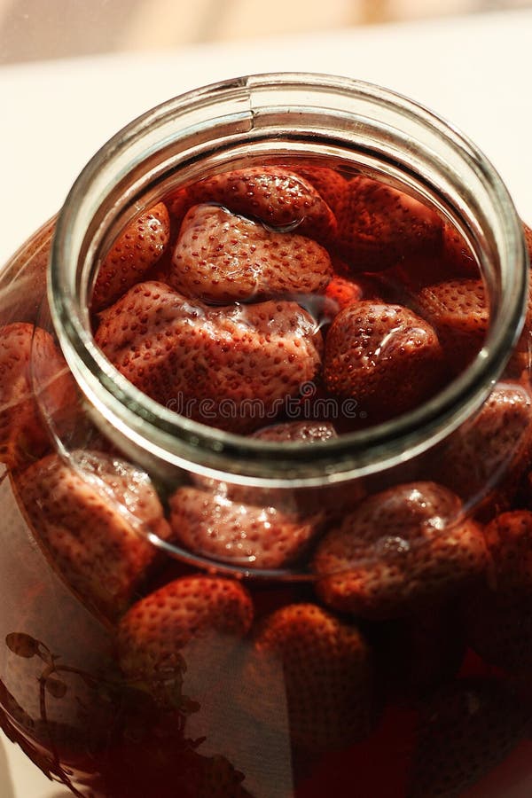 Delicious Compote with Strawberries in a Jar Stock Photo - Image of ...