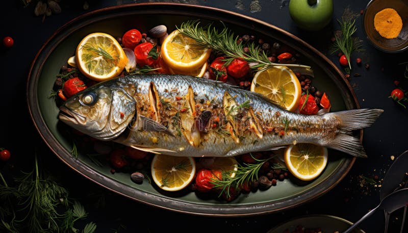 Delicious Cooked Fish Platter - Culinary Excellence - Generative AI ...