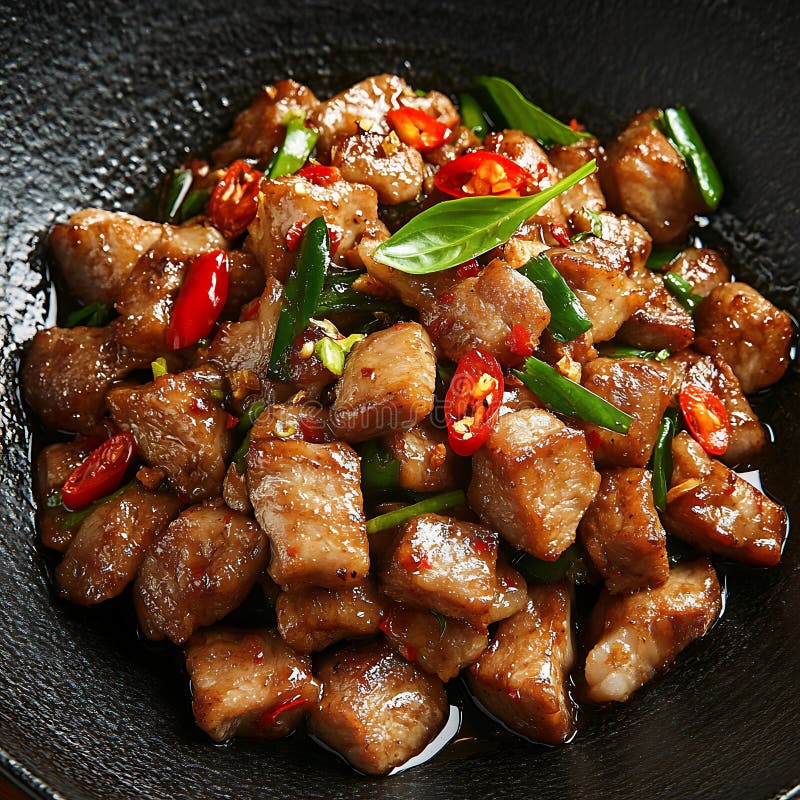 Delicious Cooked Meat Dish with Herbs and Spices Stock Illustration ...