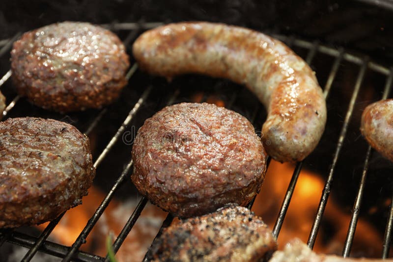 Delicious Cooked Patties on Barbecue Grill Stock Photo - Image of ...
