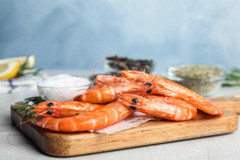 Delicious Cooked Shrimps on Marble Table Stock Image - Image of board ...