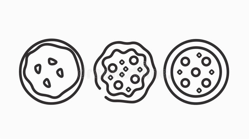 Delicious Cookie Outline Icons Vector Illustration Isolated on White ...