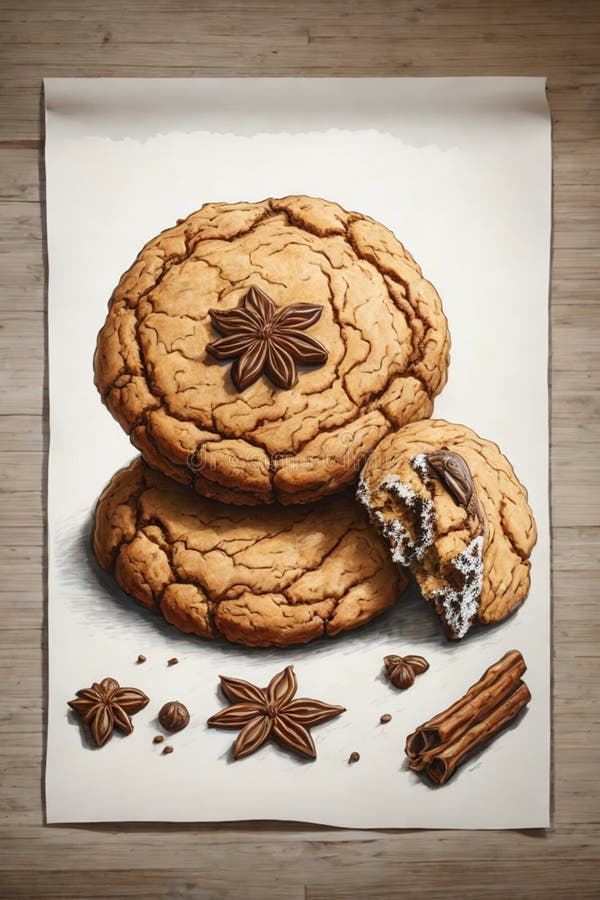 Delicious Cookies with Chocolate for Coffee on a White Sheet. Tutorial ...