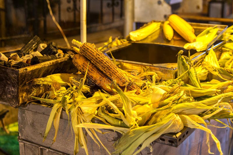 Delicious Corn Cooked in Wood Fire Stock Image - Image of grain ...