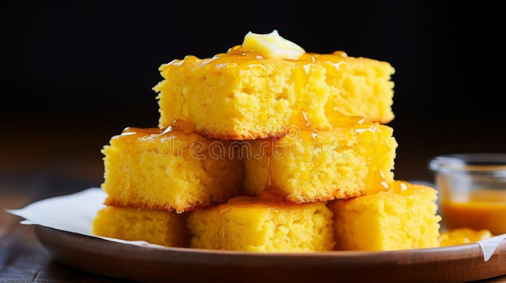 Delicious Cornbread Stack with Butter Stock Illustration - Illustration ...