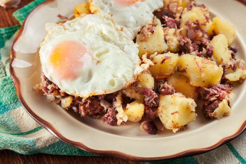 Corned Beef Hash on a Plate Stock Photo - Image of delicious, irish ...