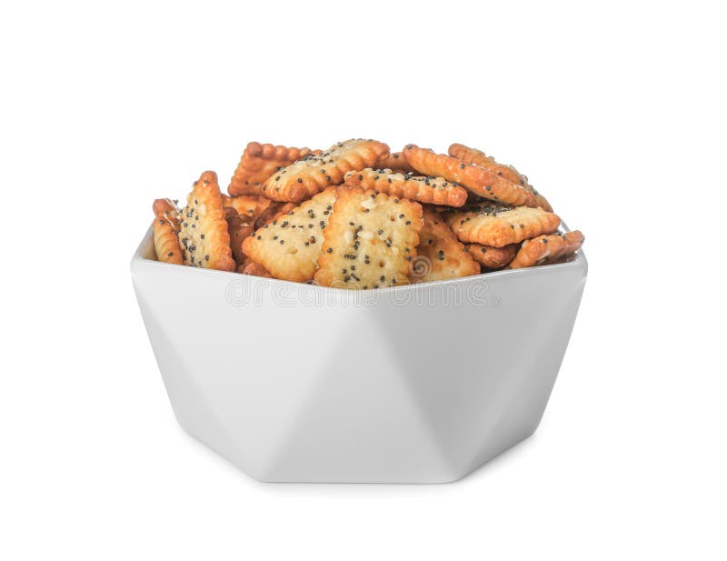 Delicious Crackers in Bowl Isolated Stock Photo - Image of cook ...