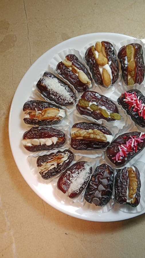 Delicious Cream and Chocolate Dates Stock Image - Image of produce ...
