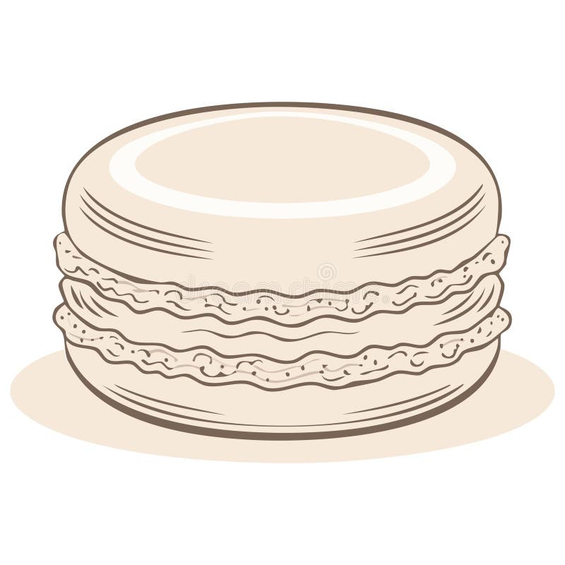 Delicious Cream Colored Macaron Cookie Vector Illustration for Dessert ...