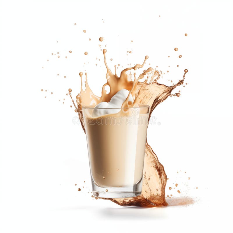 Delicious Creamy Beverage Splashes from a Glass Against a Clean White ...