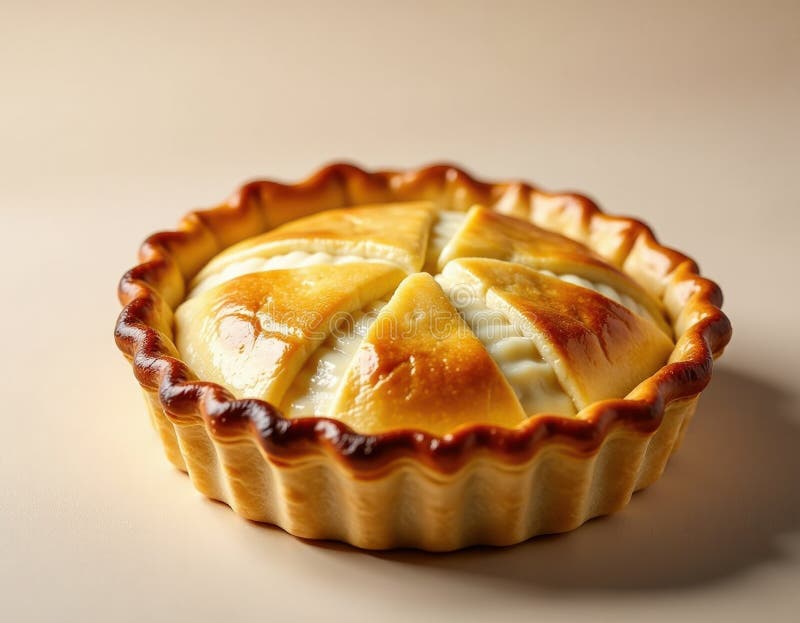 Delicious Creamy Custard Tart in Fluted Crust Stock Illustration ...