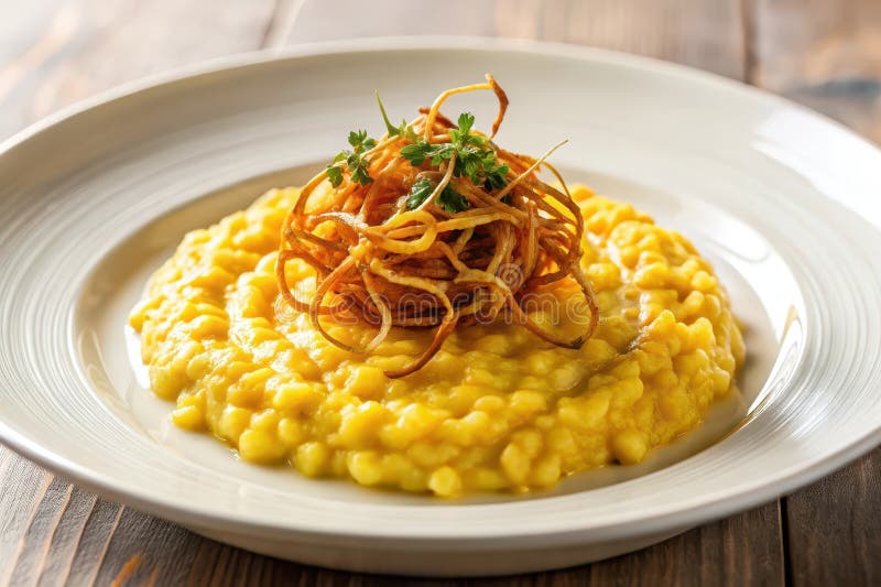 Delicious Creamy Yellow Mashed Potatoes Topped with Crispy Fried Root ...