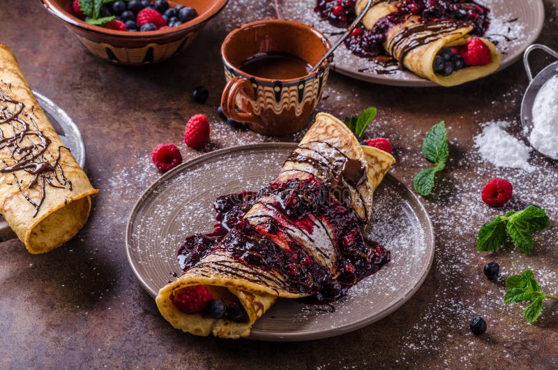 Delicious Crepes with Forest Fruit Stock Image - Image of fresh, french ...