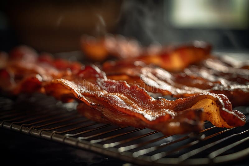 Delicious Crispy Bacon on Grill Stock Illustration - Illustration of ...