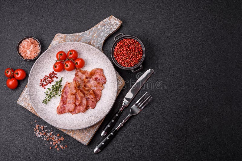 Delicious Crispy Bacon Grilled with Salt and Spices Stock Photo - Image ...