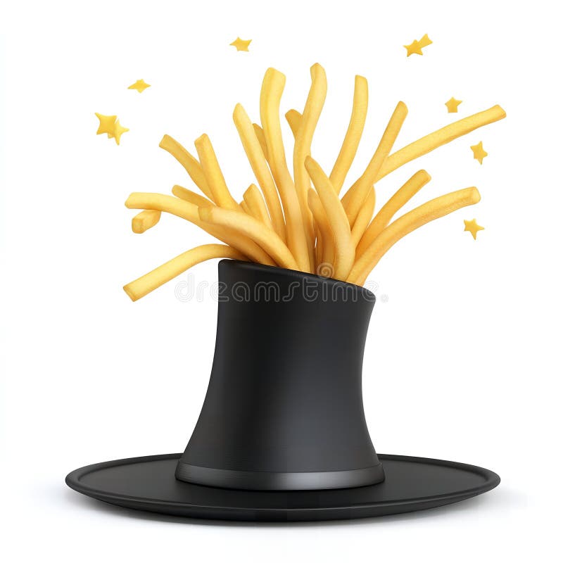 Delicious Crispy French Fries Exploding from a Black Top Hat a Fun Food ...