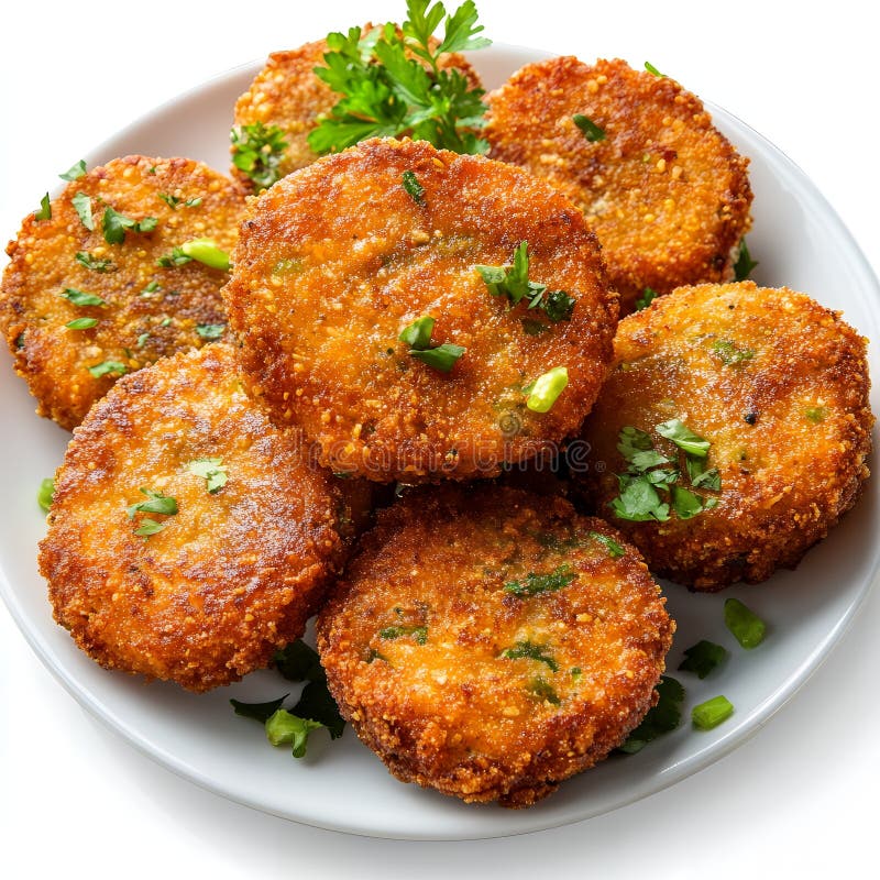 Delicious Crispy Fried Fish Cakes on a Plate Garnish with Fresh Parsley ...