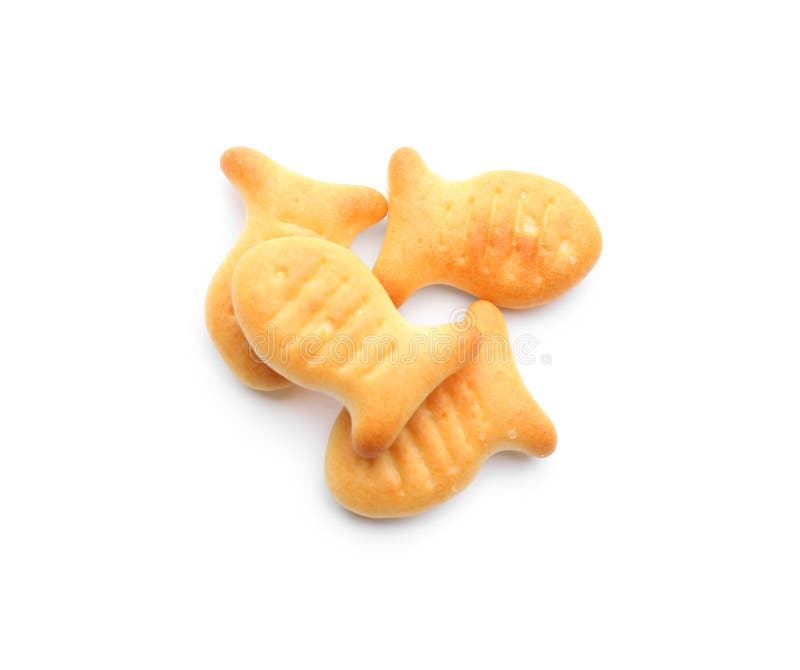Delicious Crispy Goldfish Crackers on Background, Top View Stock Image ...