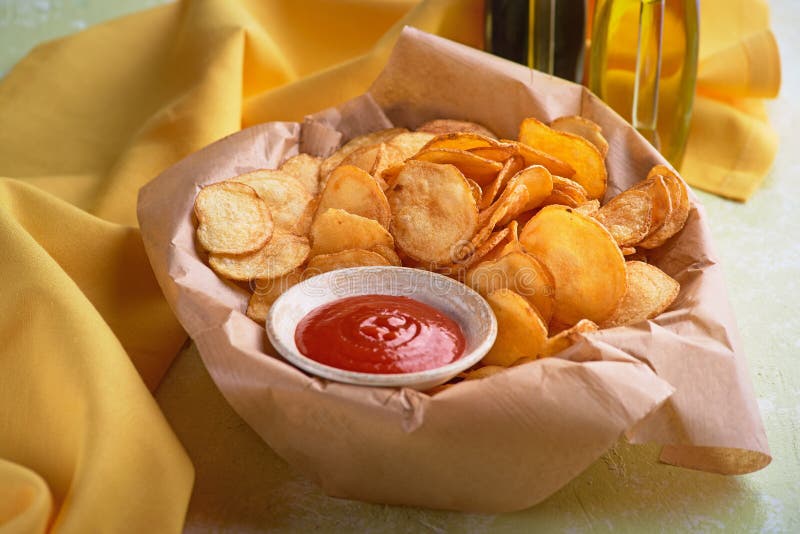 Delicious Crispy Potato Chips for a Delicious Beer Snack Stock Photo ...