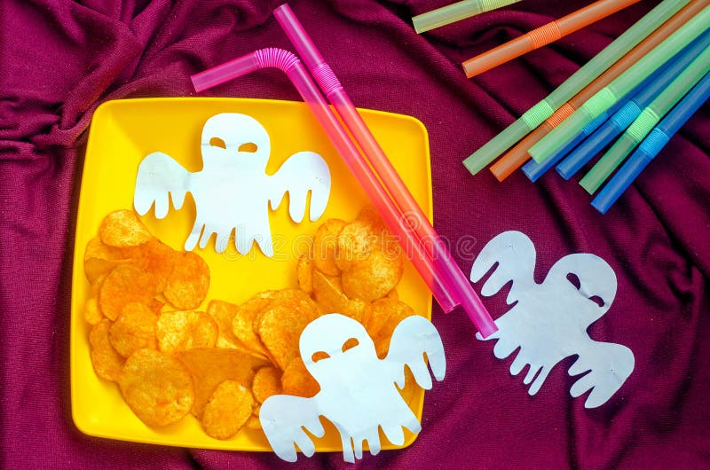 Delicious Crispy Sharp Chips, for Watching Movies Stock Image - Image ...