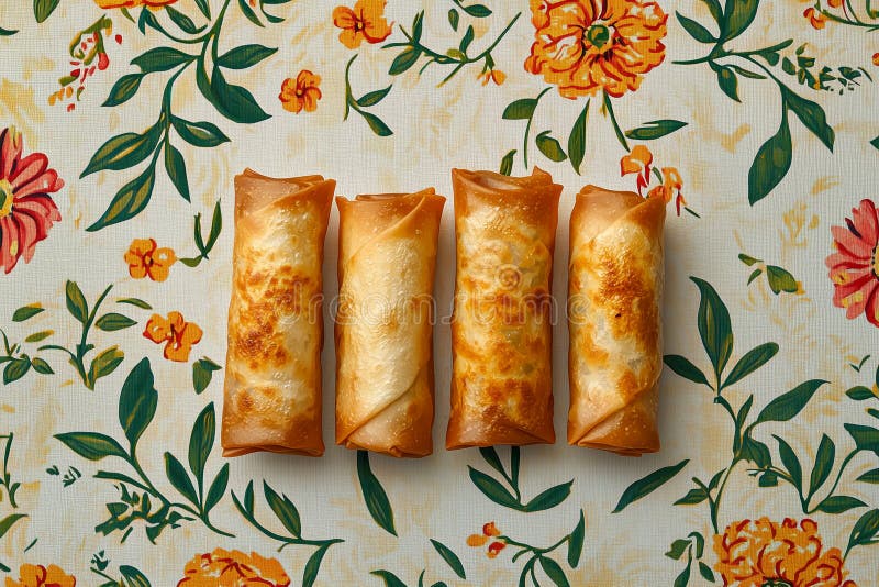 Delicious Crispy Spring Rolls Stock Illustration - Illustration of ...