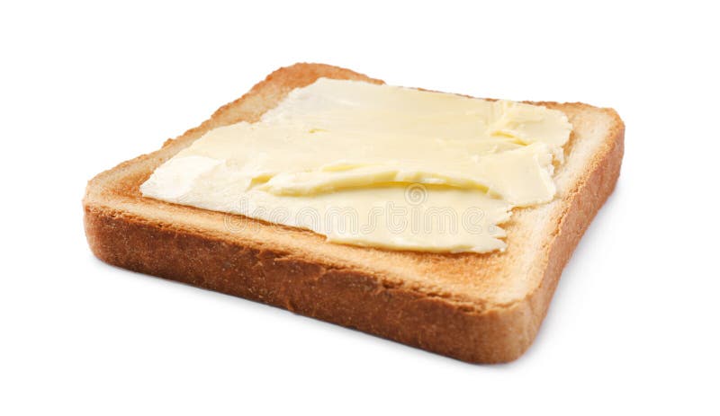 Delicious Crispy Toast with Butter Isolated on White Stock Image ...