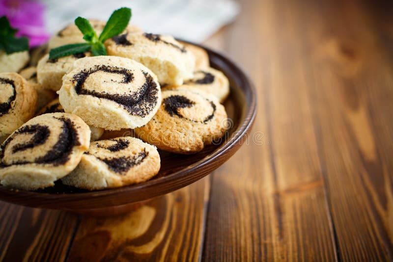 Delicious Crumbly Biscuits with Poppy Seeds Stock Image - Image of ...