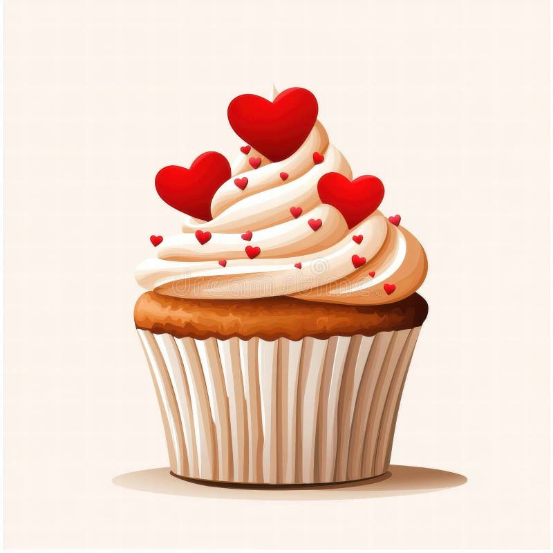 Delicious Cupcake with Heart Decorations, Perfect for Celebrations and ...