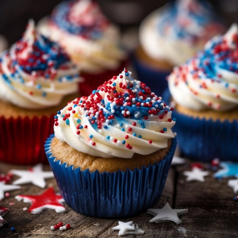 Delicious Cupcakes Decorated Close-Up. Generative AI Stock Illustration ...