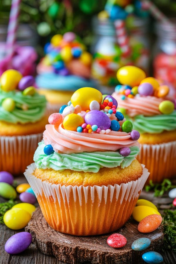 Delicious Cupcakes with Pastel-colored Frosting and Candy are Perfect ...