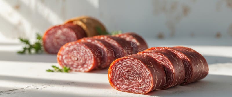 Delicious Cured Meat Rolls Sliced and Ready for Serving. Stock Photo ...