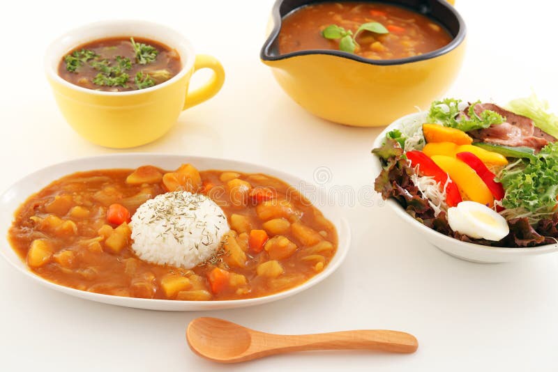 Delicious Red Curry with Coconut Milk, Shrimps and Kaffir Leaves Stock ...