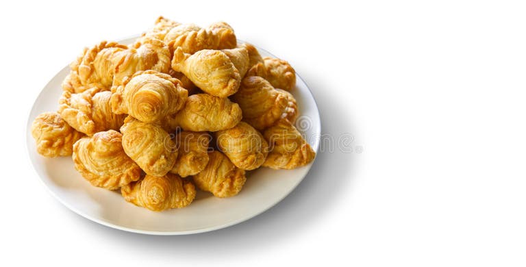 Delicious Curry Puffs on a Plate on White Stock Photo - Image of ...