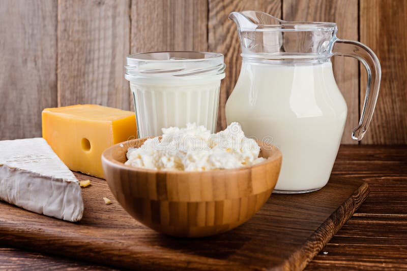 Delicious Dairy Products on the Table Stock Photo - Image of glass ...