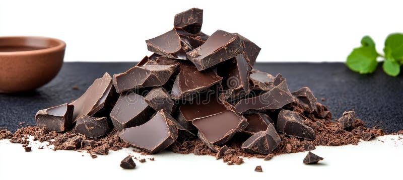 Delicious Dark Chocolate Chunks a Tempting Pile of Chopped Chocolate on ...