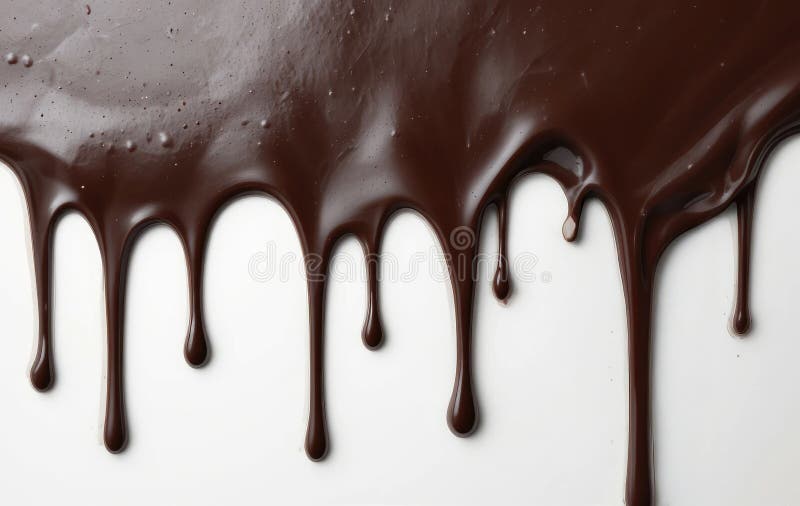 Delicious Dark Chocolate Dripping Down Smoothly on White Background ...