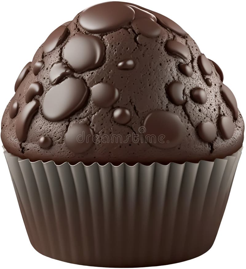 A Delicious Dark Chocolate Muffin 3d Stock Photo - Illustration of ...