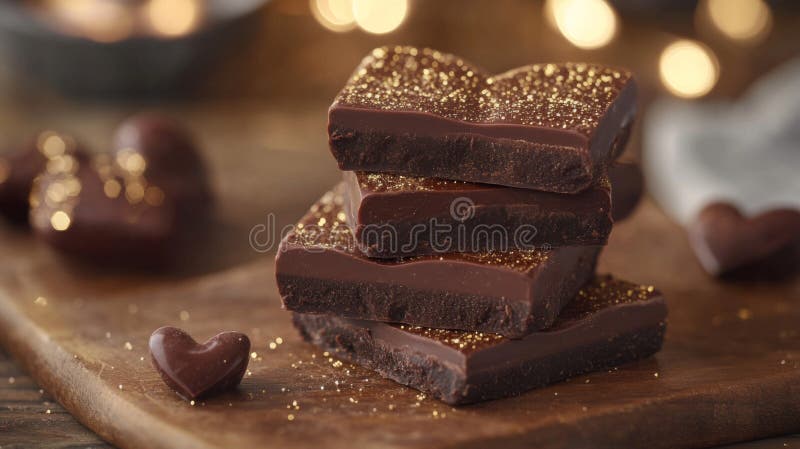 Delicious Dark Chocolate Squares Gold Dust Decorated Stock Illustration ...