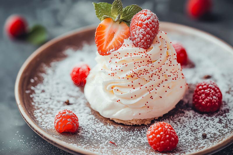 Delicious and Delicate Raspberry Dessert with Vanilla Cream, Strawberry ...