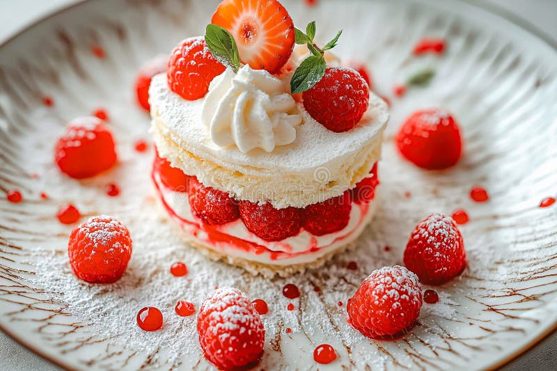 Delicious and Delicate Raspberry Dessert with Vanilla Cream, Strawberry ...
