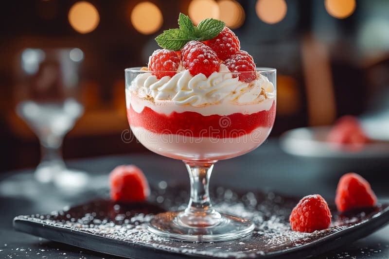 Delicious and Delicate Raspberry Dessert with Vanilla Cream, Strawberry ...