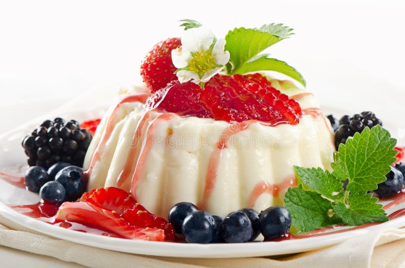 Delicious Dessert with Fresh Berries and Mint Stock Image - Image of ...