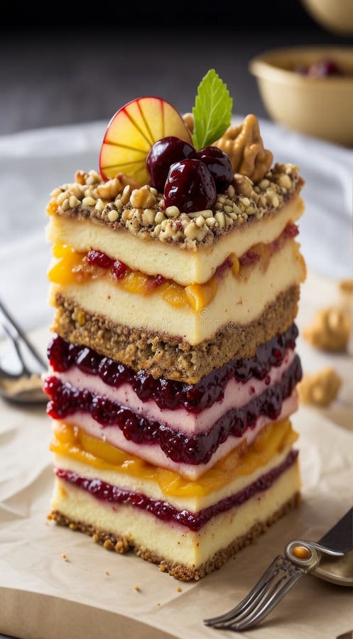 Delicious Dessert on the Table, Dessert on the Plate in Restaurant ...