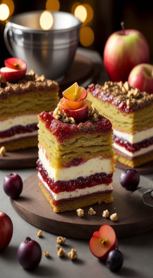 Delicious Dessert on the Table, Dessert on the Plate in Restaurant ...