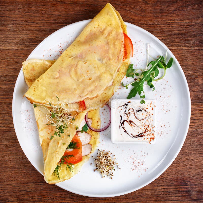 Delicious Dishes from the Chef Decorated with Fresh Vegetables Stock ...