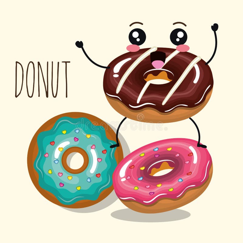 Delicious Donut Comic Character Stock Vector - Illustration of sugar ...