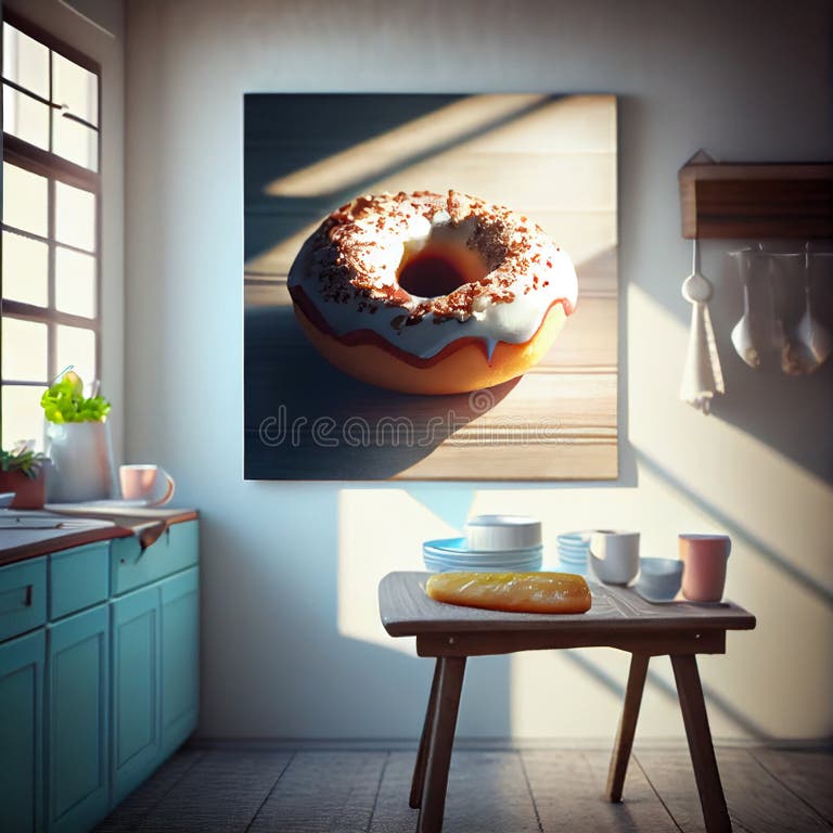 Delicious Donut with Icing on the Table. AI Generated Stock ...