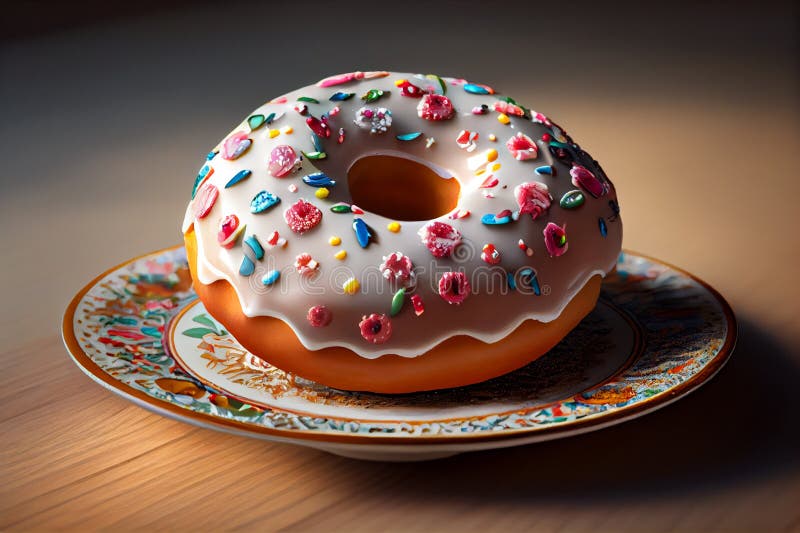 Delicious Donut with Icing on the Table. AI Generated Stock ...