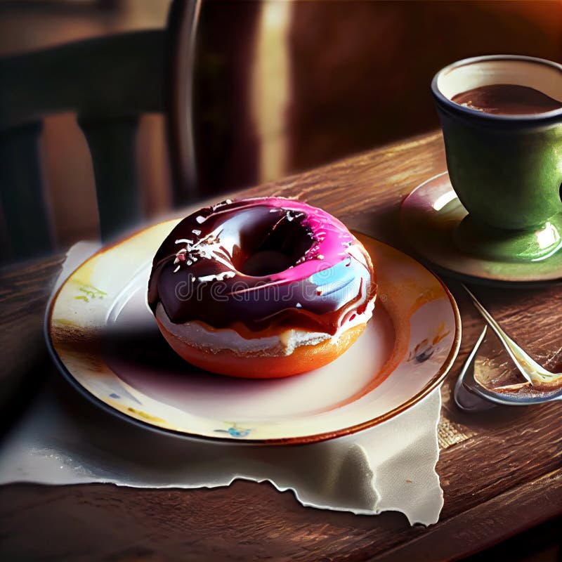 Delicious Donut with Icing on the Table. AI Generated Stock ...