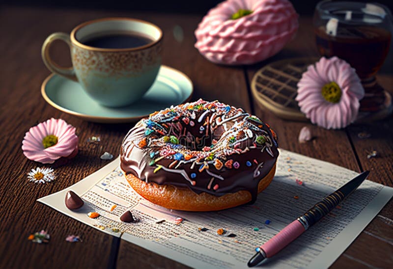 Delicious Donut with Icing on the Table. AI Generated Stock ...